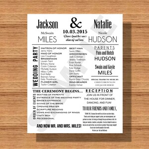 Modern Wedding Program With Thank You Note Bridal Party - Etsy