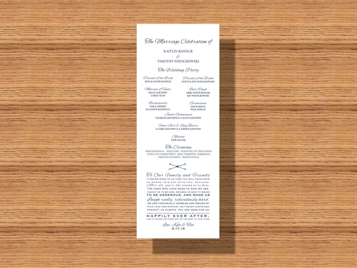 Wedding Program Rustic Wedding Program Printable Wedding | Etsy