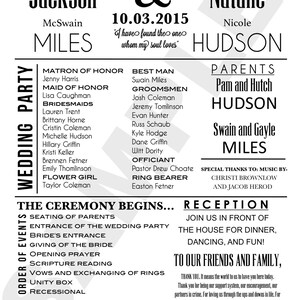 Modern Wedding Program With Thank You Note Bridal Party - Etsy