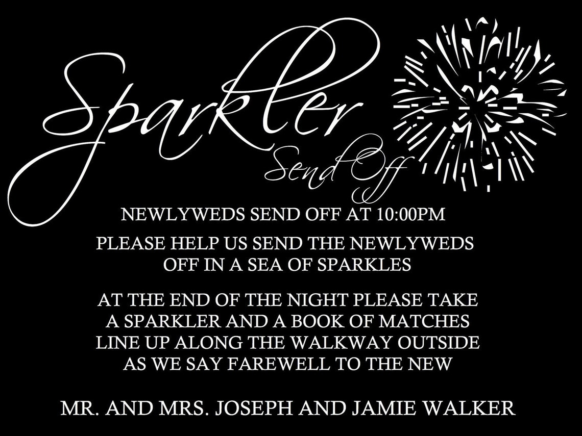 Custom Designed Wedding Sparkler Send off Sign or Poster DIY - Etsy