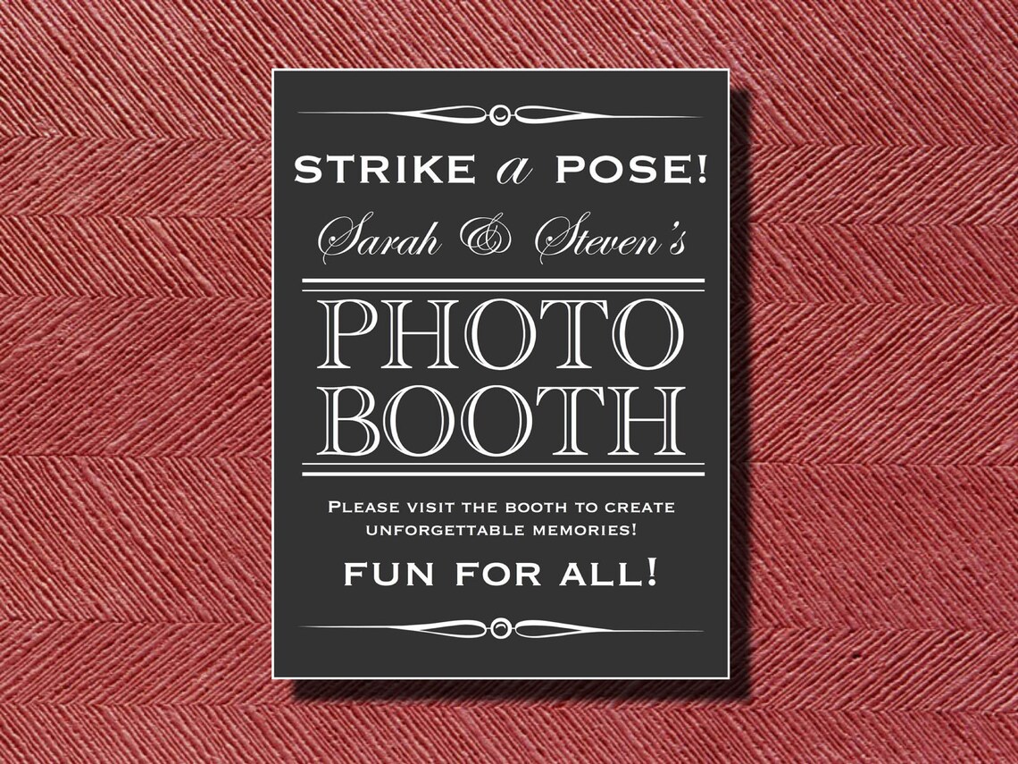 Chic Wedding Signage Photo Booth Sign or Poster DIY Printable - Etsy