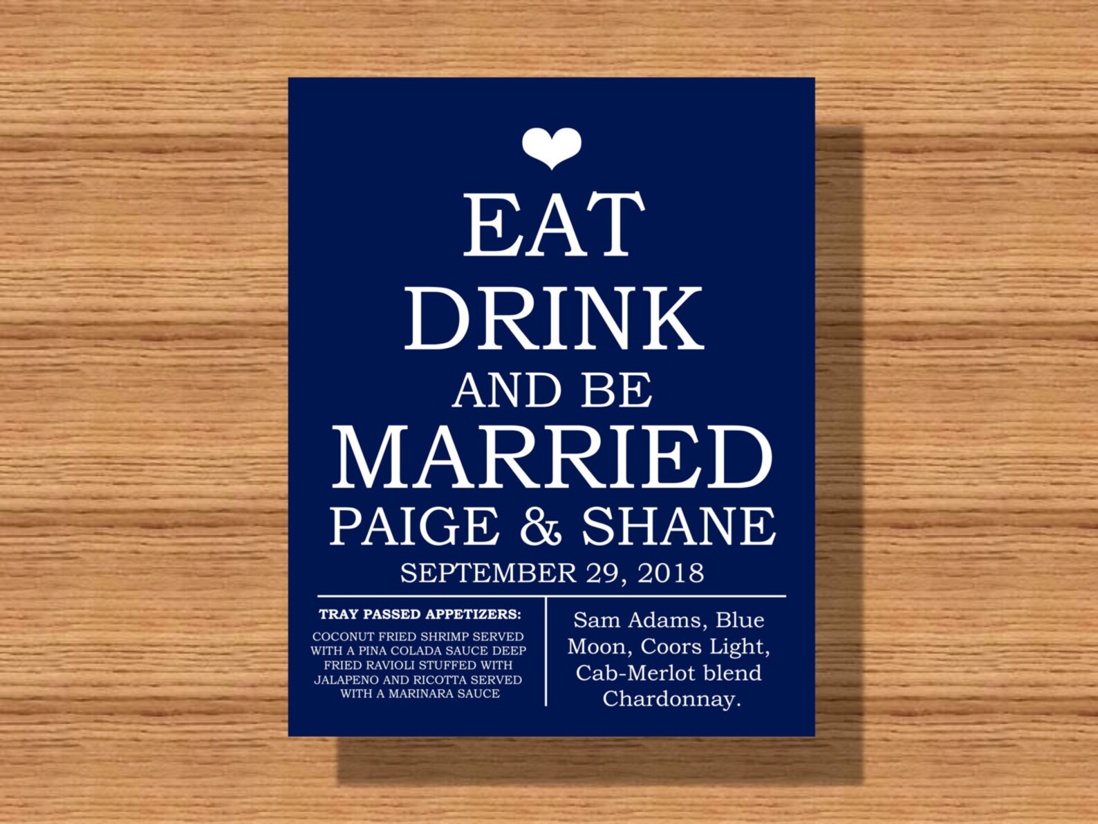 Wedding Cocktail Hour Menu Wedding Reception Cocktail Hour - Etsy