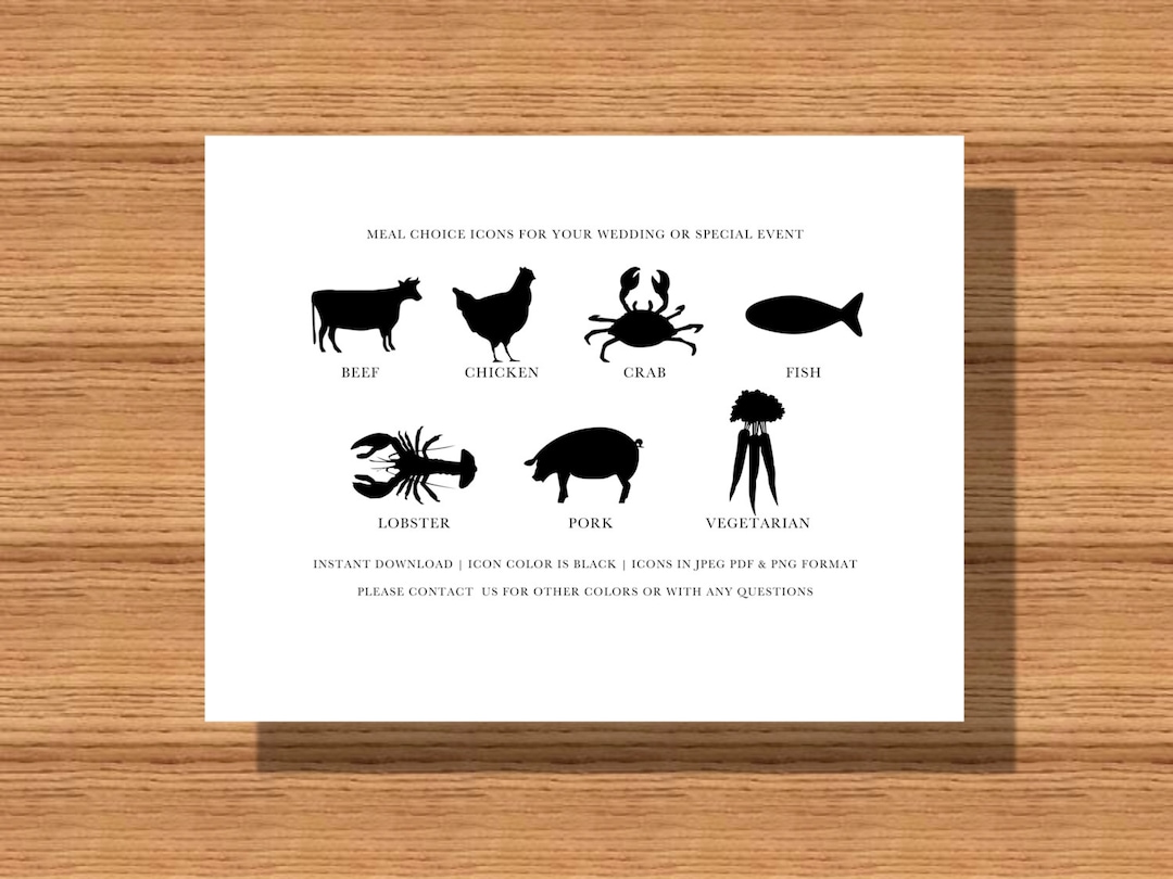 Wedding Meal Choice Icons, Digital Meal Choice Icons for Your Special ...