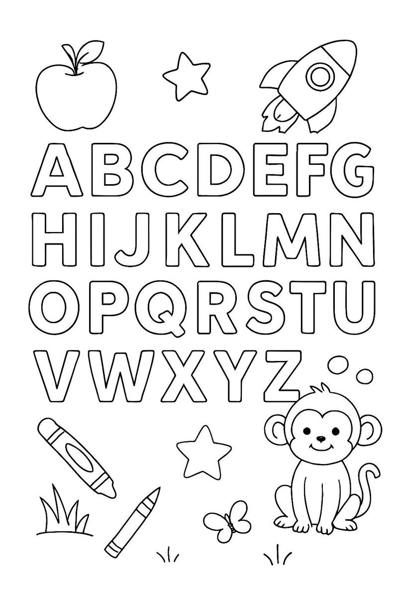 Alphabet Coloring Page - Etsy