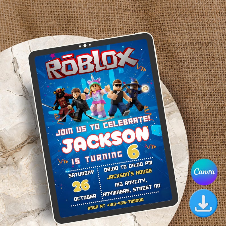 Roblox Invitation, Roblox Invite, Game Party, Roblox Boys Birthday ...