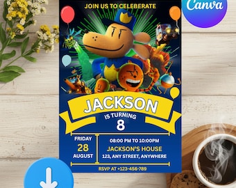 Editable Dog Man Birthday Invitation, Dog Man Invitation, Editable Kids ...