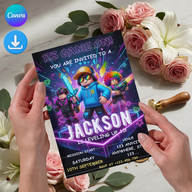 Roblox Invitation, Roblox Invite, Game Party, Roblox Boys Birthday ...