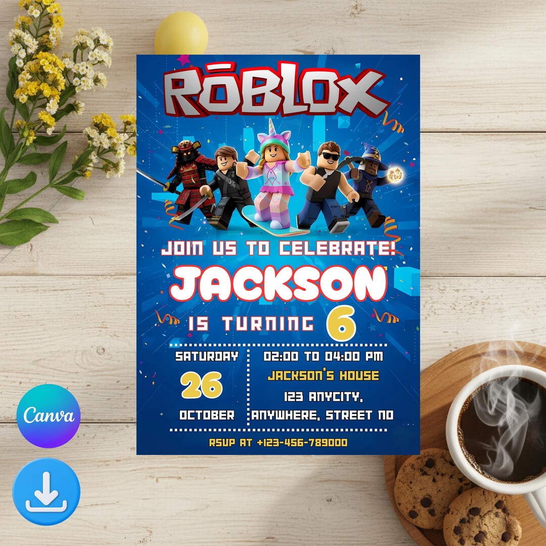 Roblox Invitation, Roblox Invite, Game Party, Roblox Boys Birthday ...