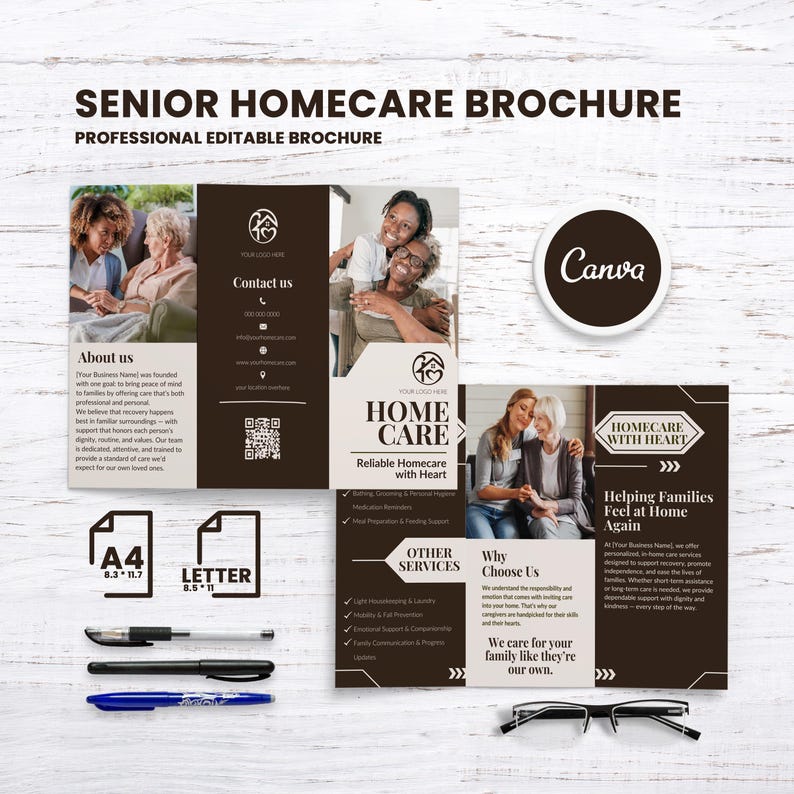 Homecare Trifold Brochure | Editable Canva Template | Home Health ...
