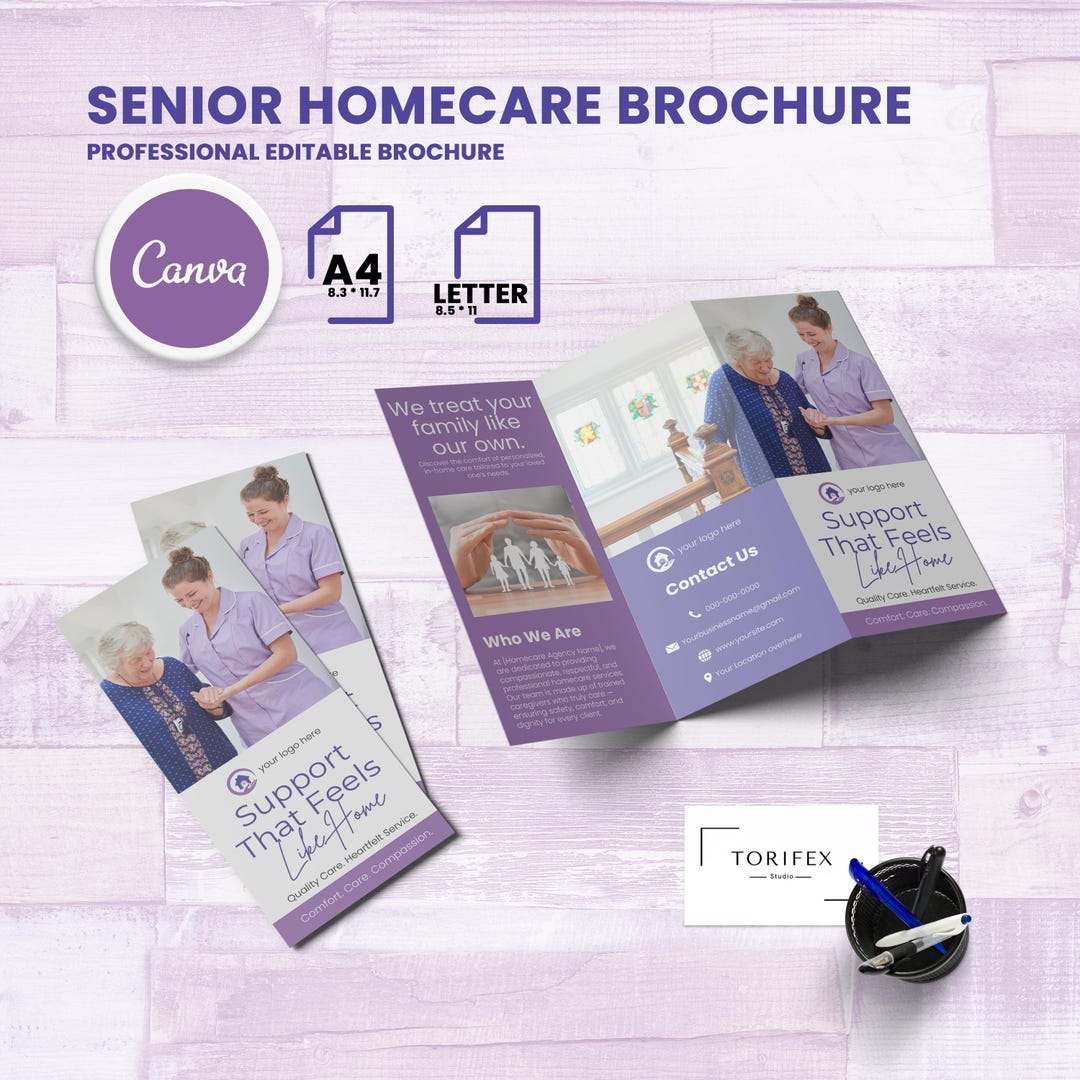 Editable Home Care Trifold Brochure Modern Caregiver Flyer Template - Etsy