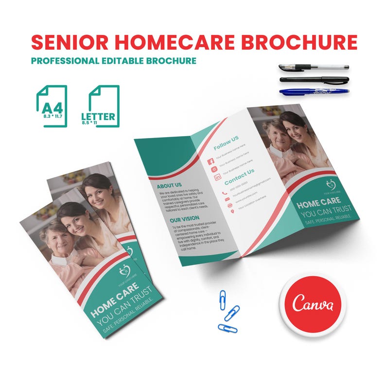 Homecare Trifold Brochure | Editable Canva Template | Medical, Nursing ...