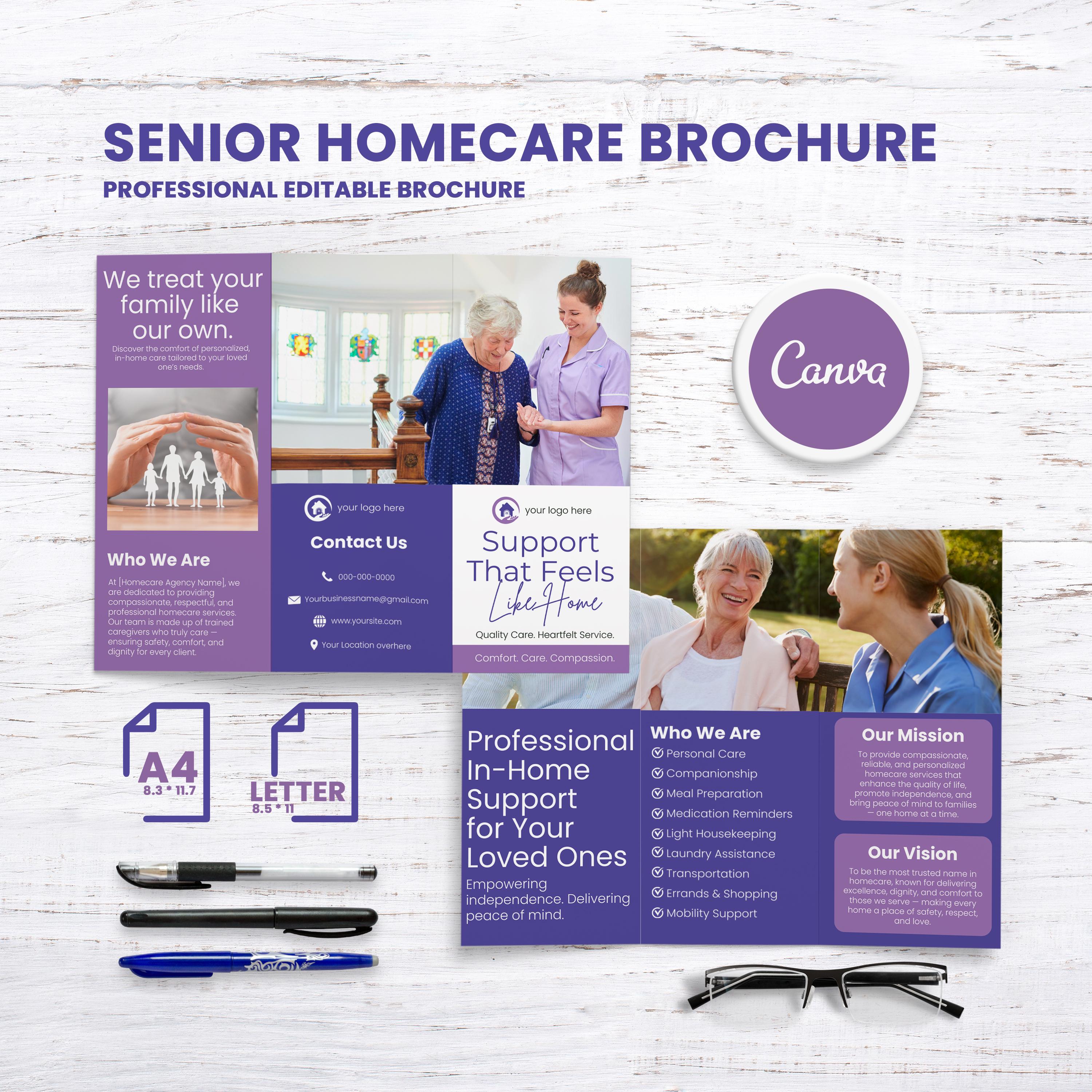 Editable Home Care Trifold Brochure Modern Caregiver Flyer Template - Etsy
