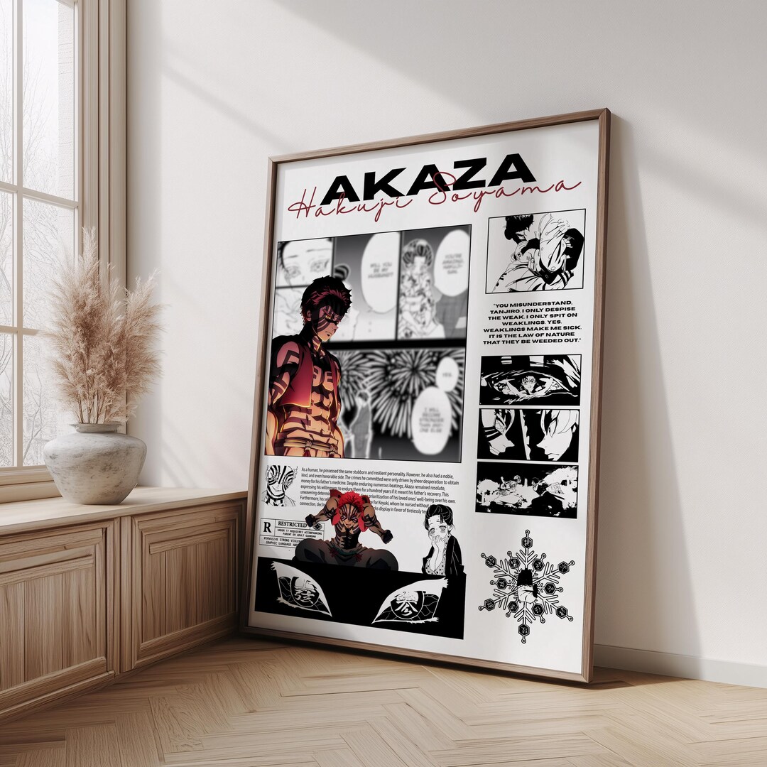 Poster Print Fanart Akaza Demon Slayer – Manga & Anime Poster Kimetsu ...