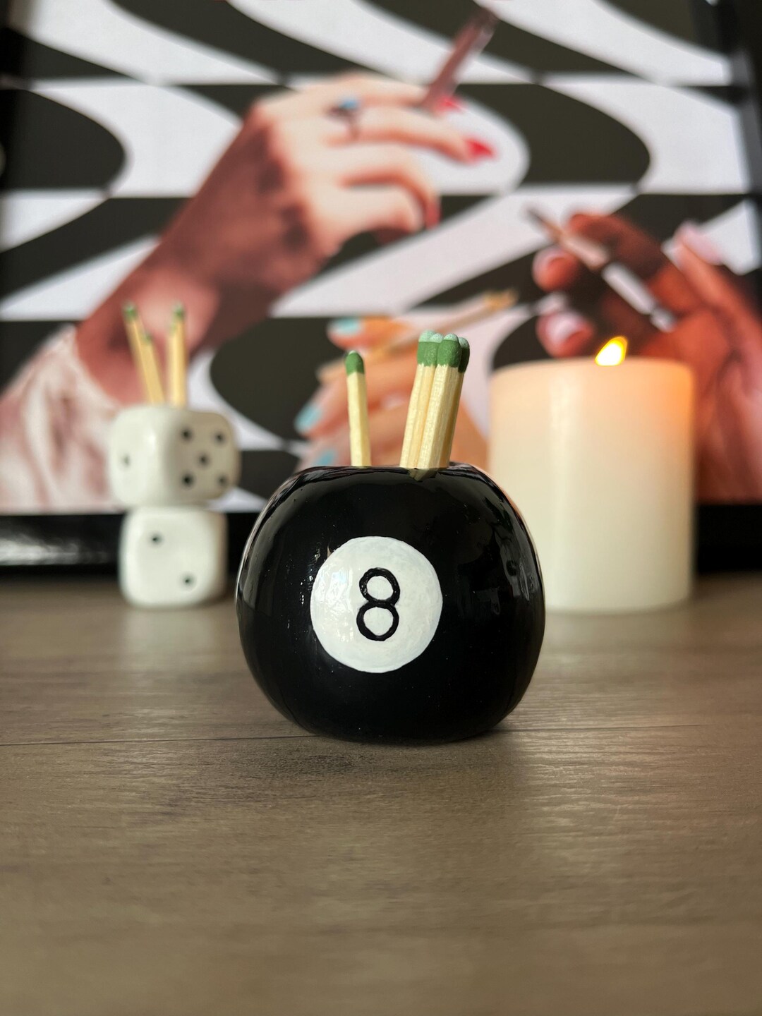 8 Ball Match Holder, Match Box, Trinket, Maximalist - Etsy