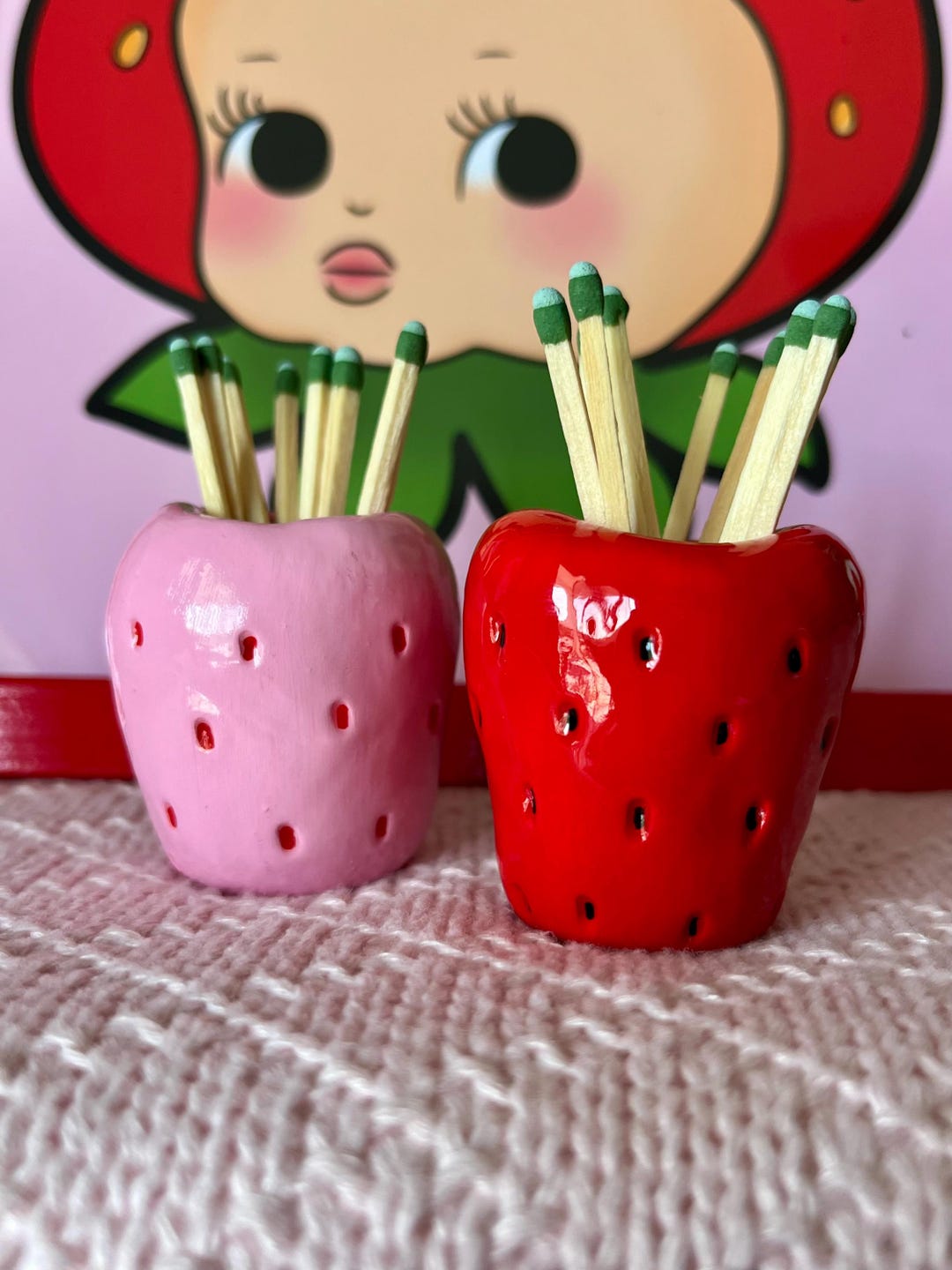 Strawberry Match Holder, Single or Set, Match Box, Trinket, Maximalist ...