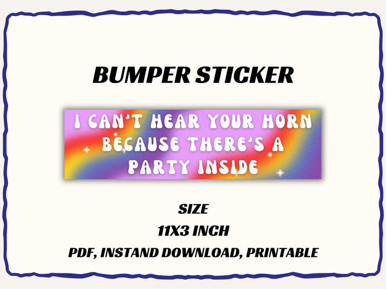 Funny Bumper Sticker SVG PNG Design: Party Inside (digital Download ...