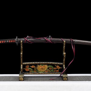 Hand-forged Red Blade Katana With Aged Rosewood Scabbard – High ...