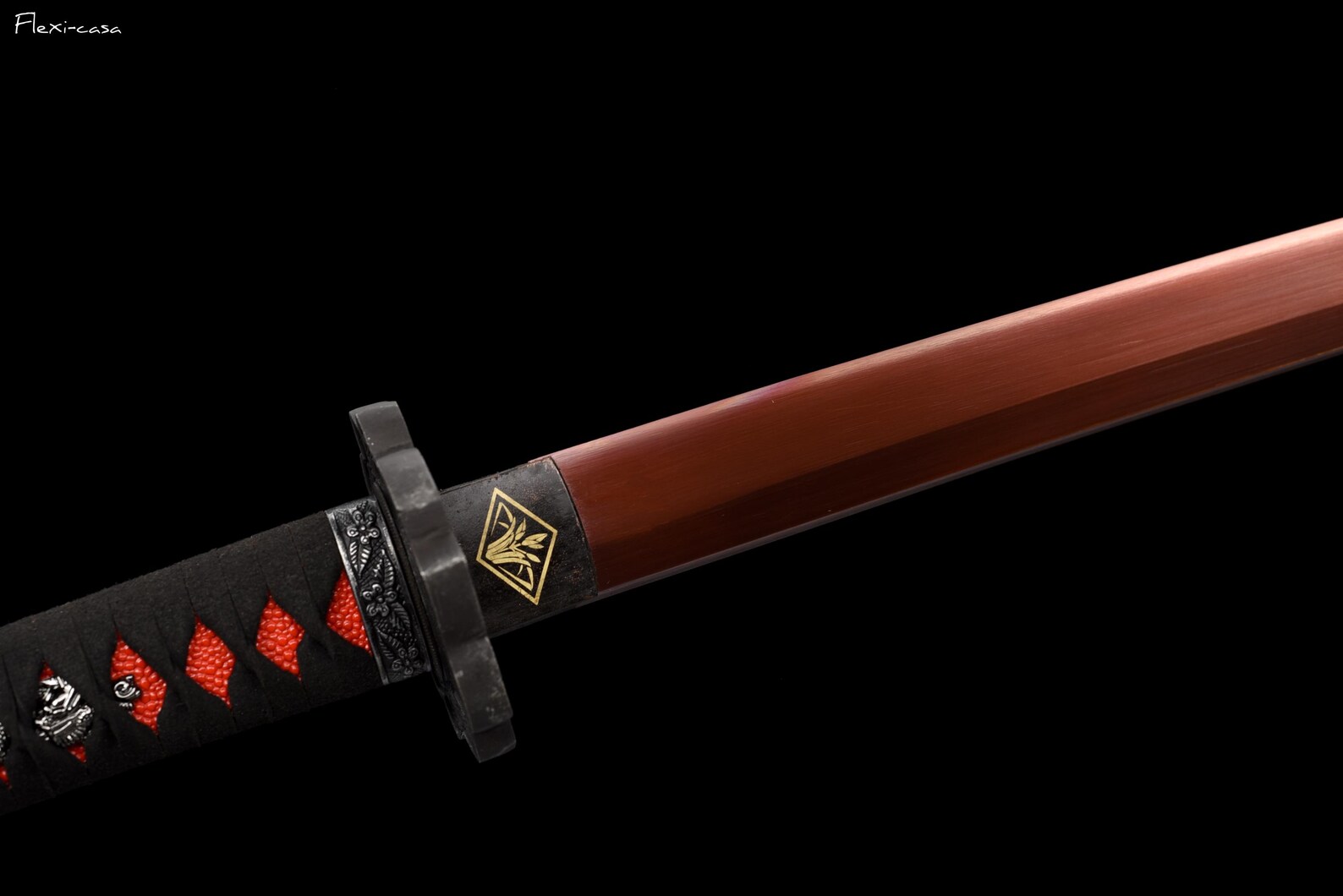 Hand-forged Red Blade Katana With Aged Rosewood Scabbard – High ...