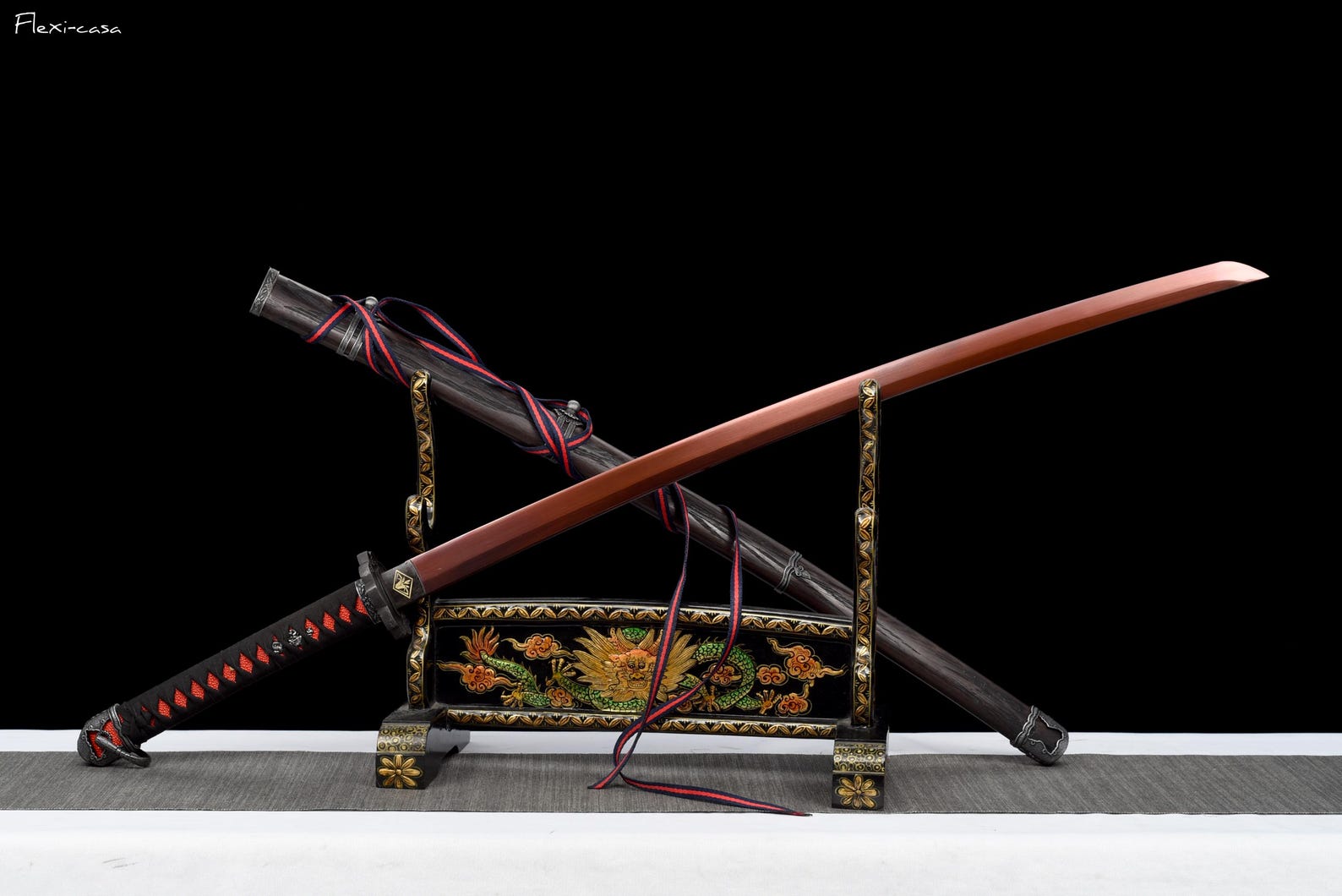 Hand-forged Red Blade Katana With Aged Rosewood Scabbard – High ...