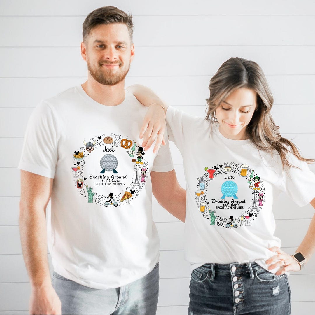 Custom Epcot Shirt: Drinking/snacking Around the World Matching Team ...