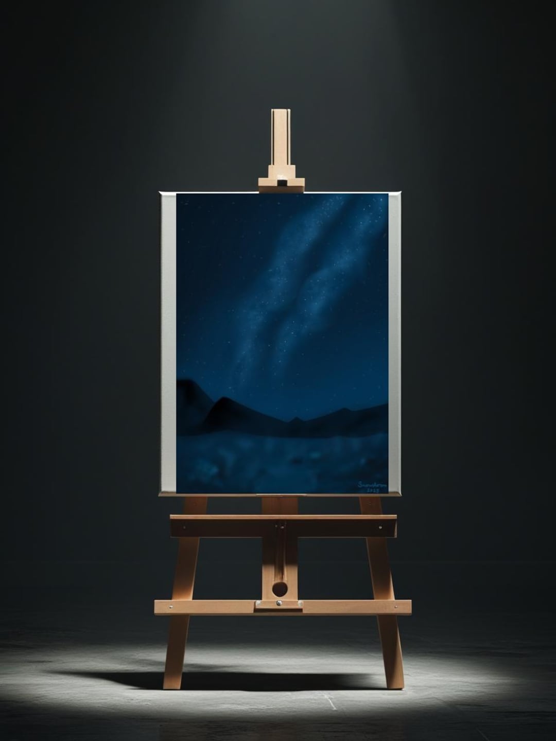 Midnight Starlight – Tranquil Night Sky Over Mountains Digital Painting ...