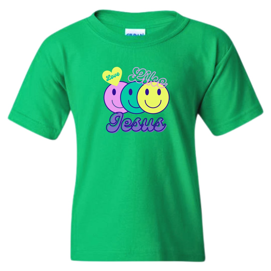 Pastel "love Like Jesus" Smiley Faces Christian Graphic Toddler/youth ...