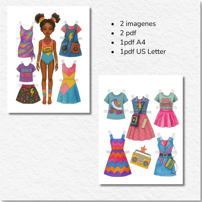 80s Retro Paper Doll Printable – Dress up Craft Set (digital Download ...