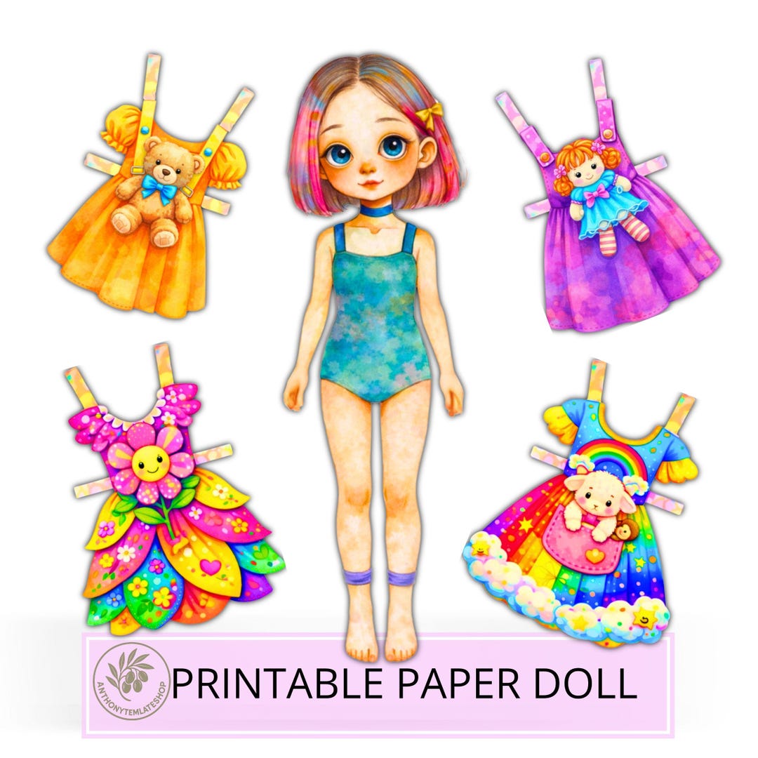 Printable Paper Doll Set – Plush Toys, Dress-up Fun (digital Download ...