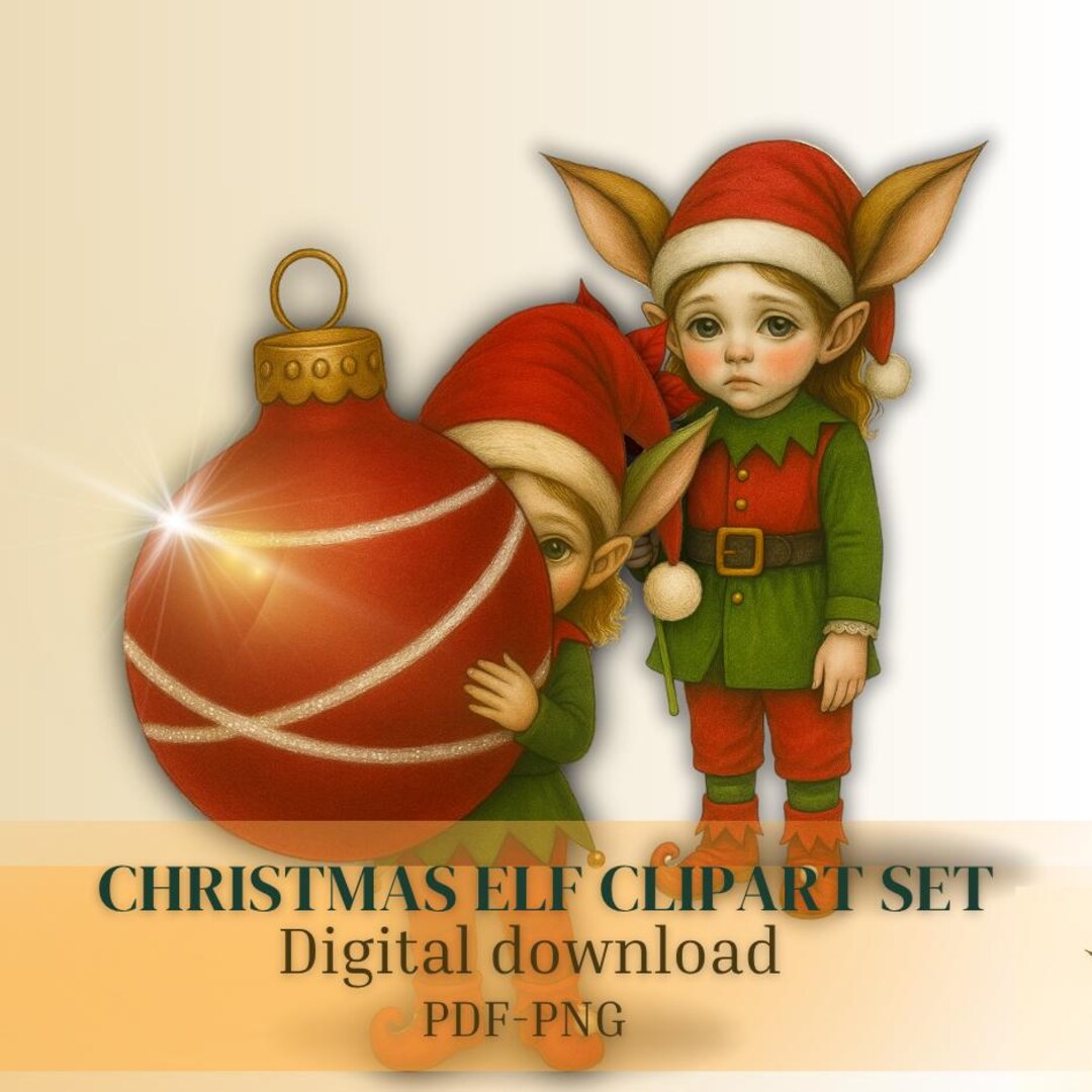 Christmas Elf Paper Dolls – Printable Holiday Clipart Set – Vintage ...