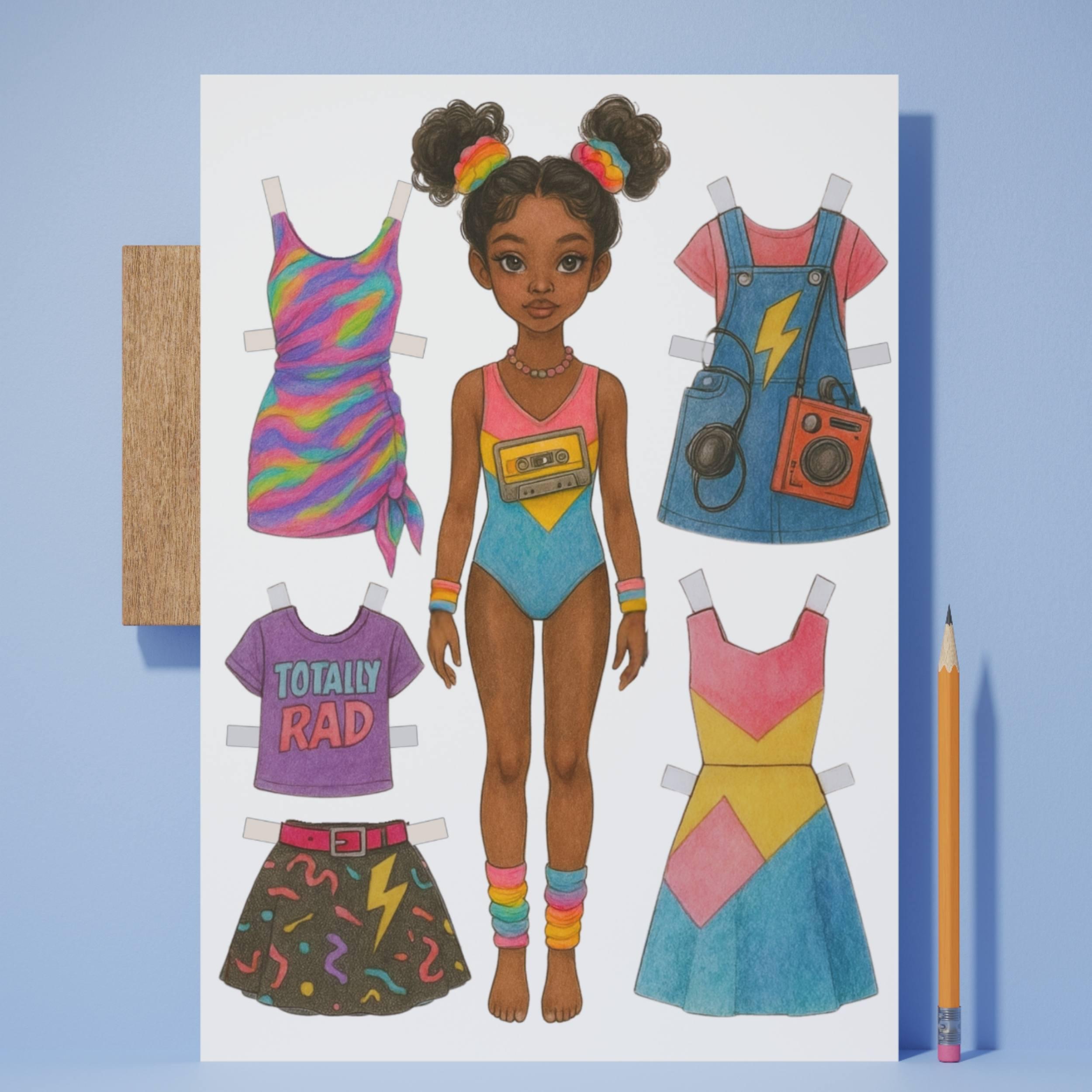 80s Retro Paper Doll Printable – Dress up Craft Set (digital Download ...