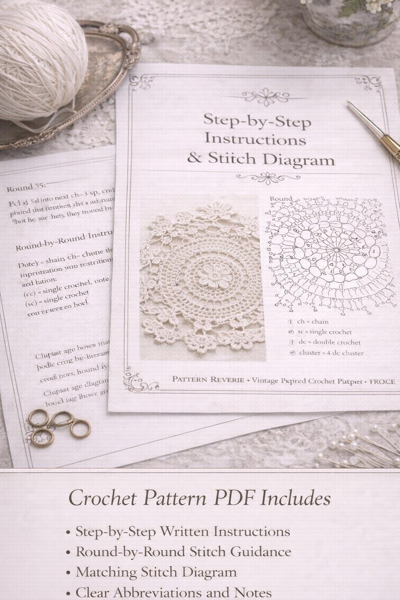 Vintage Irish Lace Flower Doily Crochet Pattern (PDF) - Etsy