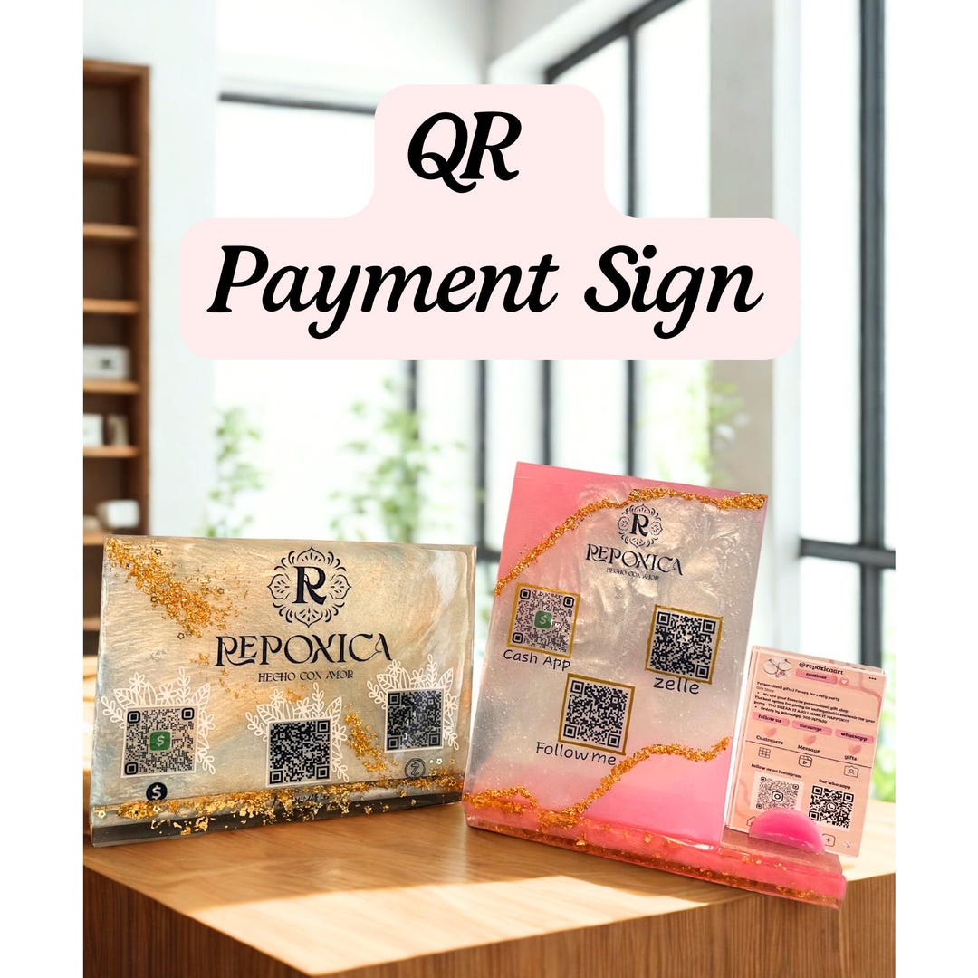 Multi QR Code Business Social Media Sign | Payment Sign | Custom Logo ...