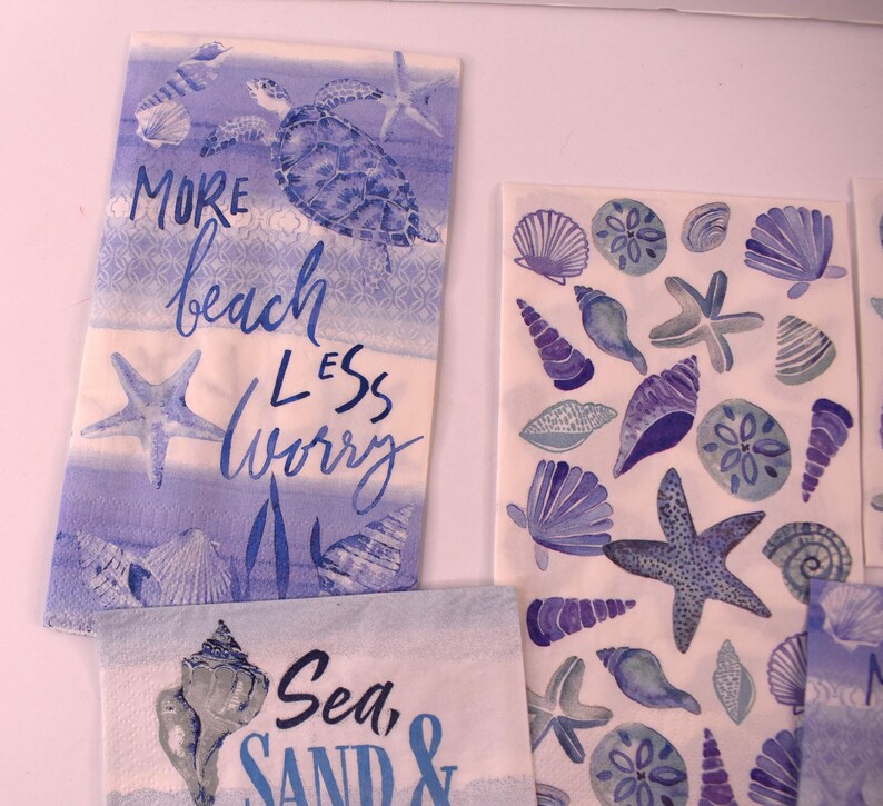 Lot of 10 Napkins Nautical Decoupage Napkins Ocean Beach Starfish ...