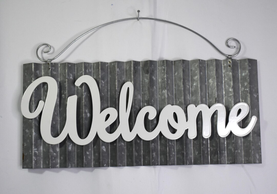 Metal Welcome Sign Wreath Supplies Rustic Metal Design Wreath Sign ...