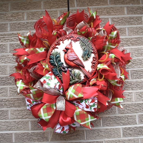 Red Mesh Wreath - Etsy