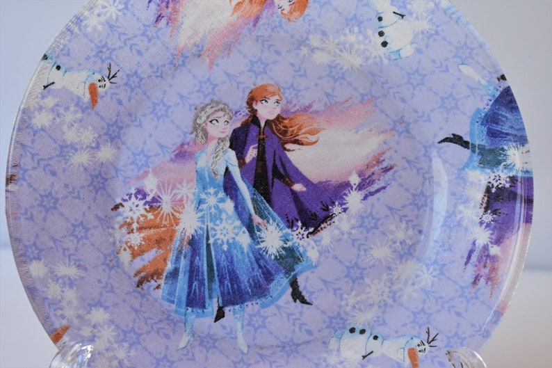 Disney Frozen Elsa Anna Small Decorative Glass Plate/decor/table Top ...