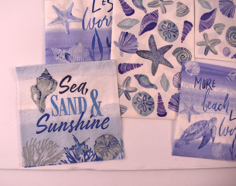 Lot of 10 Napkins Nautical Decoupage Napkins Ocean Beach Starfish ...