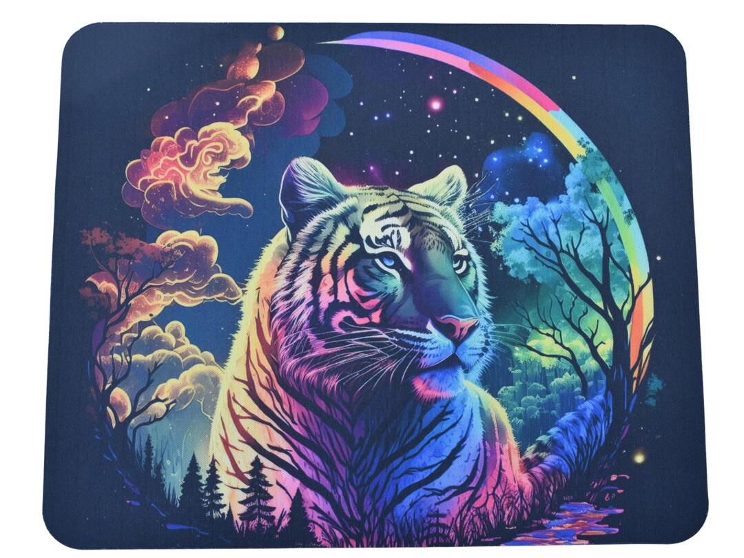 Cosmic Tiger Mouse Pad - Vibrant Galaxy and Nature Desk Accessory ...