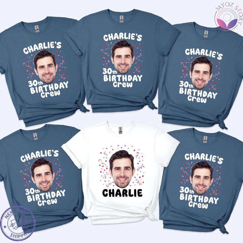 Custom Birthday Photo T-shirt, Personalized Party Crew Tee - Etsy