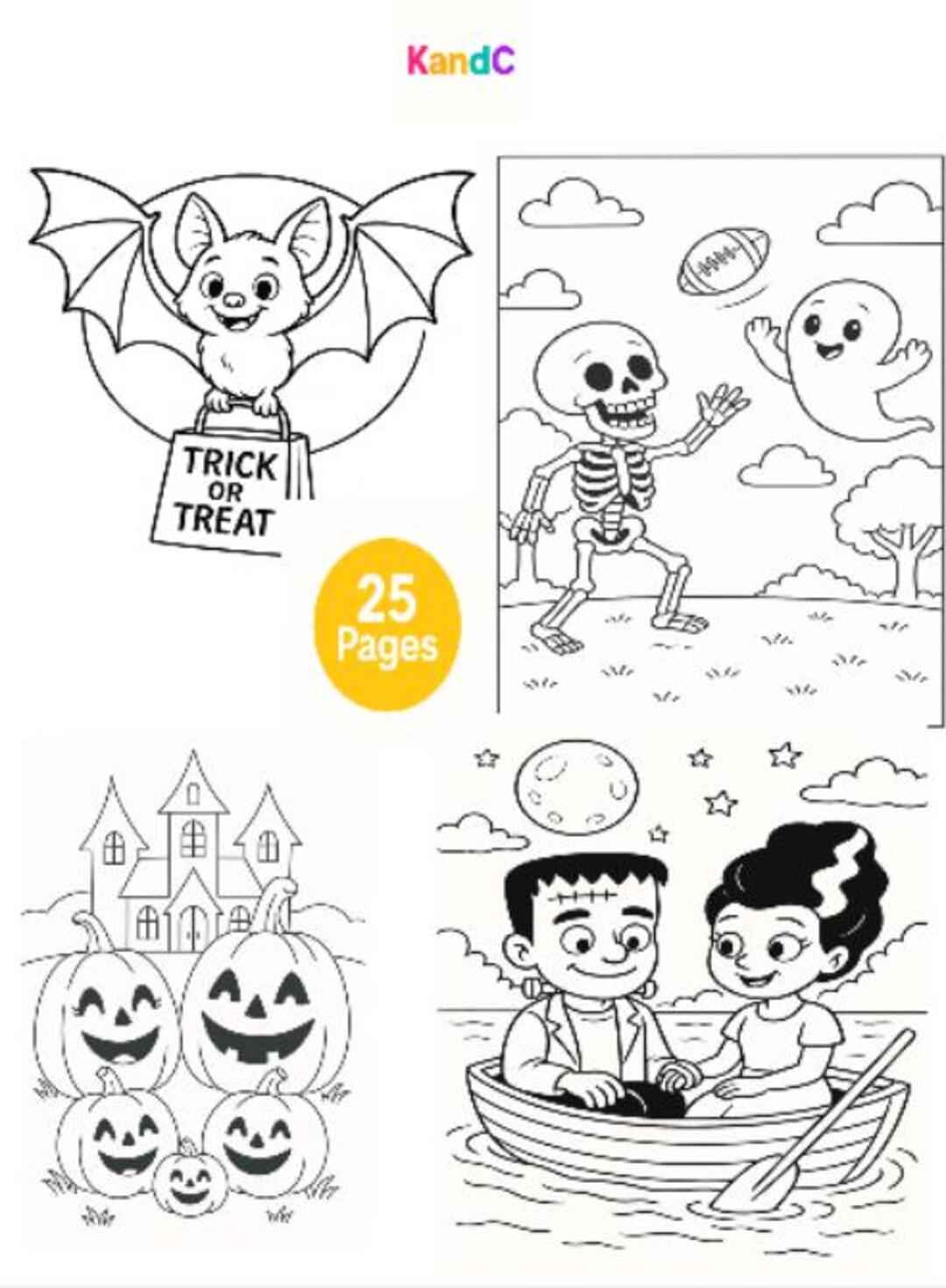 Halloween Coloring Book PDF Printable 25 Page Set Unique Halloween Art ...