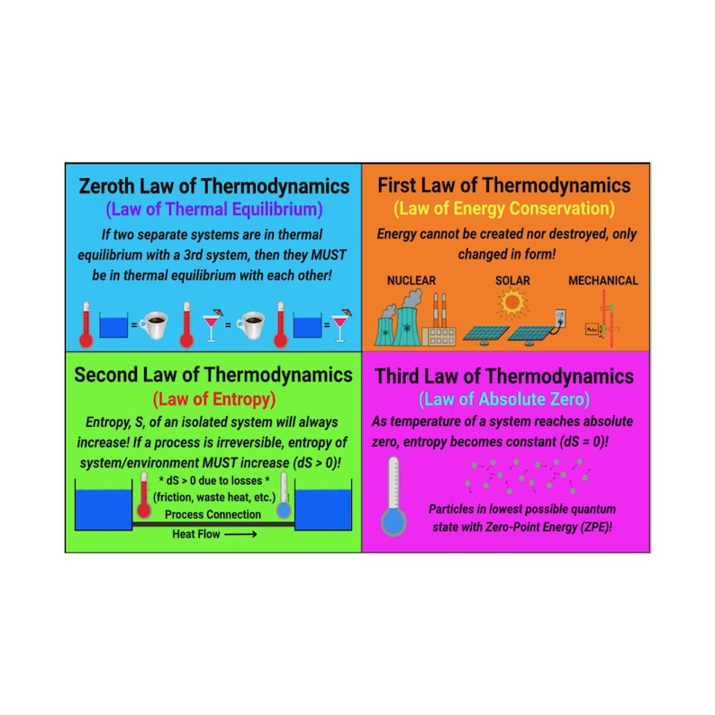 Laws of Thermodynamics Poster - Etsy