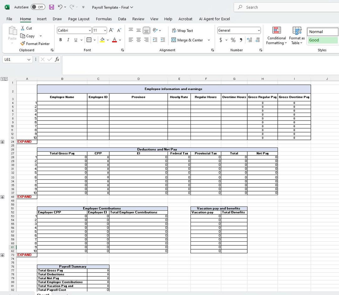 Payroll Template Canada (BC Edition) | Excel Payroll Tracker With CPP, EI & Provincial Tax - Etsy