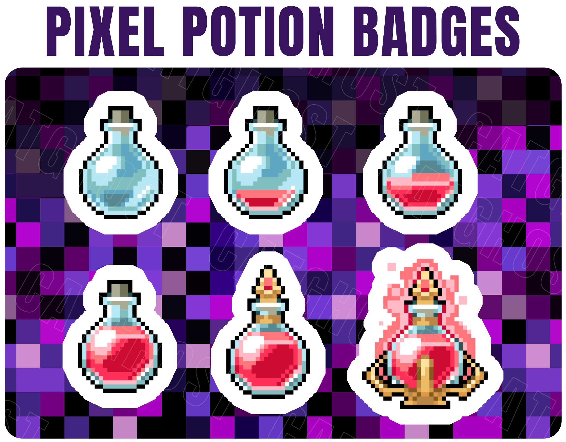 PIXEL Potion Sub Badges for Twitch / Red DND Health Potion / Discord ...