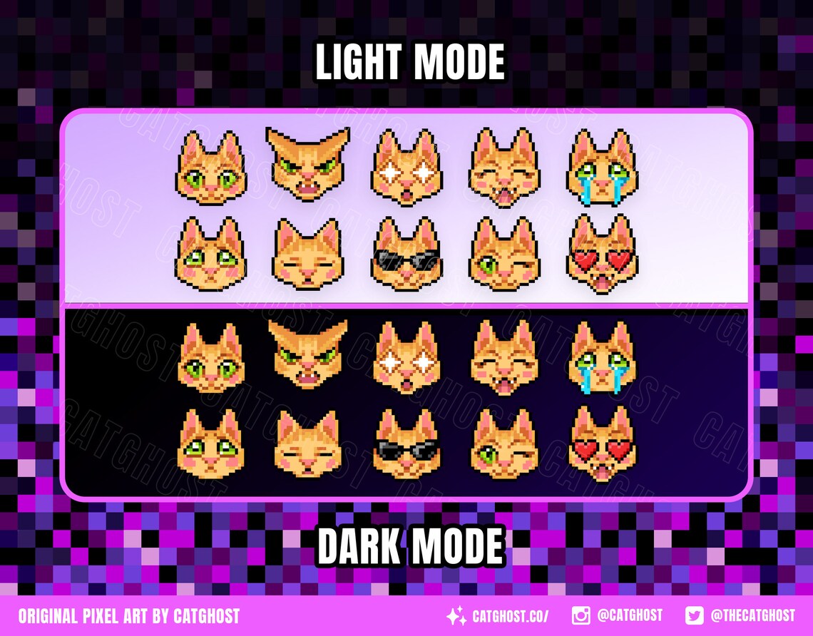 PIXEL Cat Emotes for Twitch / X10 Emotes / Orange Tabby Kitten ...