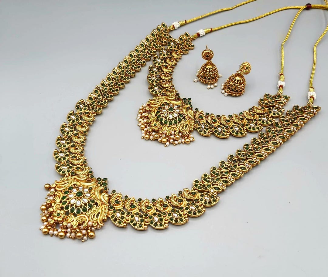 Kundan Polki Indian Jewelry Set: Bridal Necklace & Earrings - Etsy UK