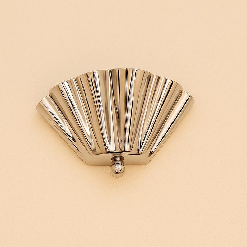 Handmade Brass Art Deco Wall Sconce | Hollywood Regency Chrome Fan ...