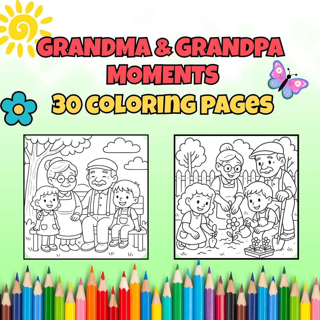 Grandparents Coloring Book: Family Moments for Kids (printable PDF) - Etsy