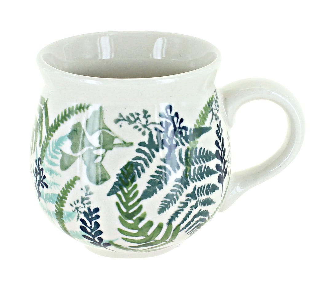 Handmade Woodland Fern Pottery Mug: 10 Oz Polish Ceramic - Etsy