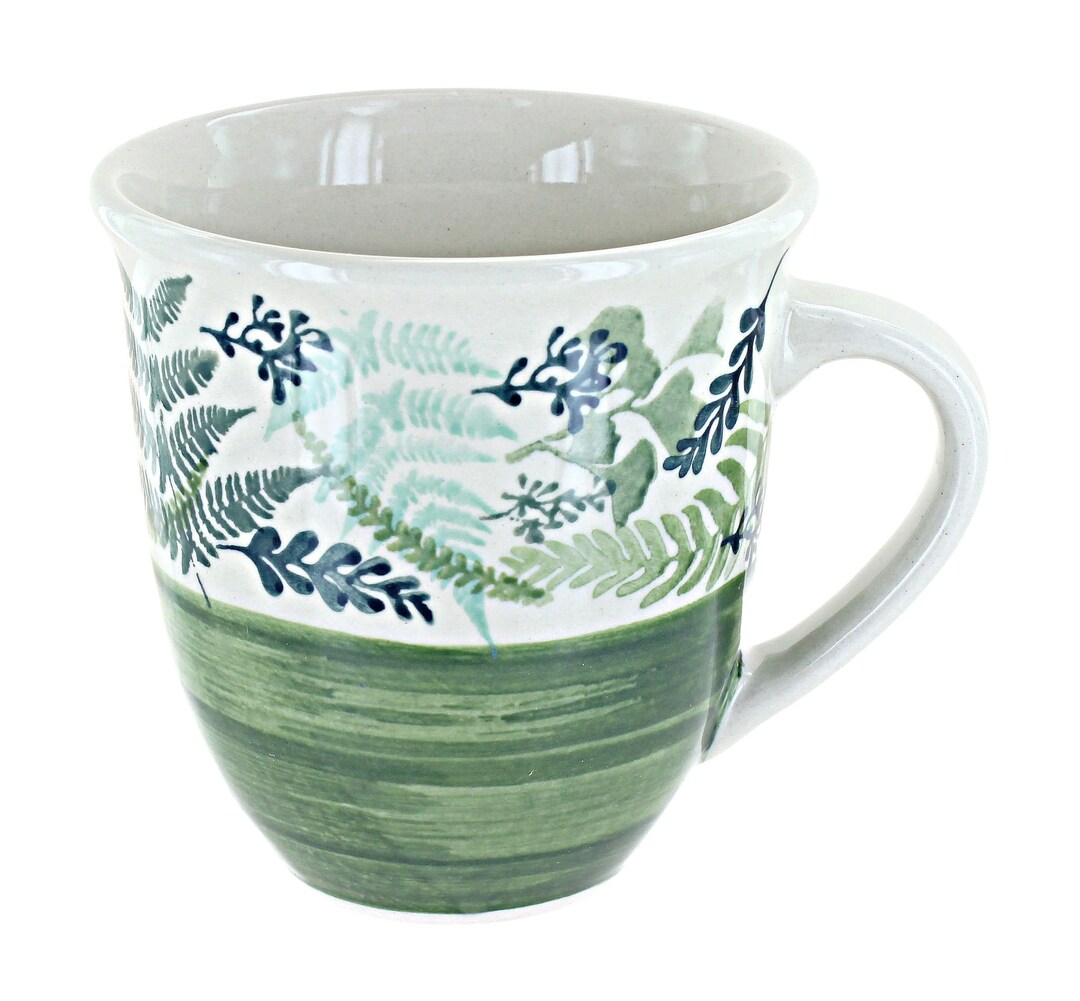 14 Oz Floating Fern Breakfast Mug, Handmade Pottery, Housewarming Gift ...