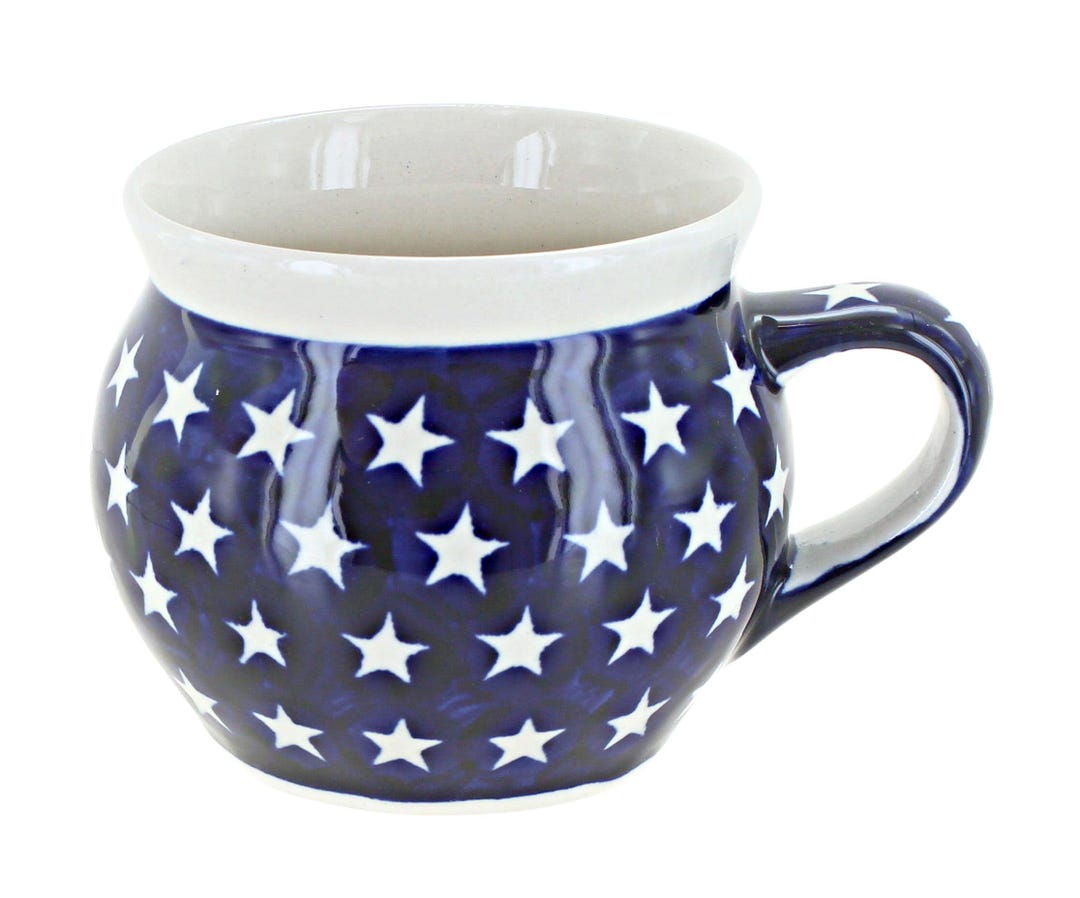 Handmade Pottery Bell Mug: Polish Ceramic Star Design, 12 Oz - Etsy